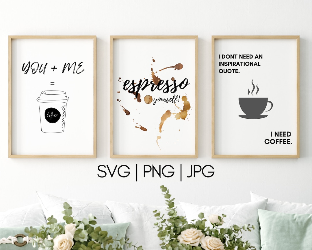 Set of 3 Printable Coffee Wall Art, Coffee Art Print, Coffee Shop Wall ...