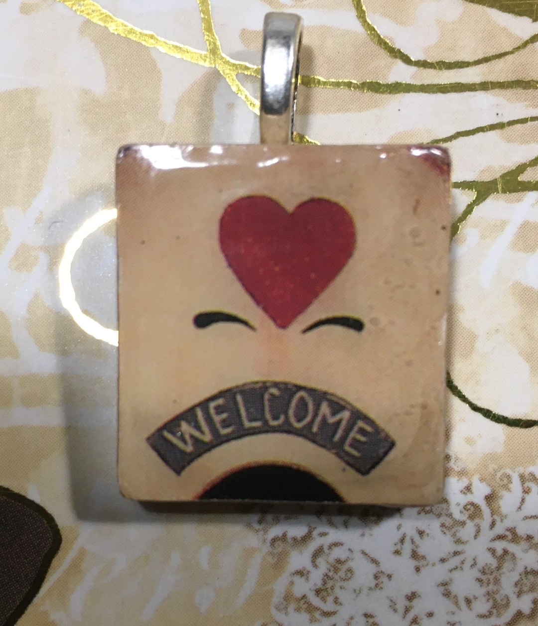 Welcome Heart Handmade Scrabble Tile Necklace With Protective Resin ...