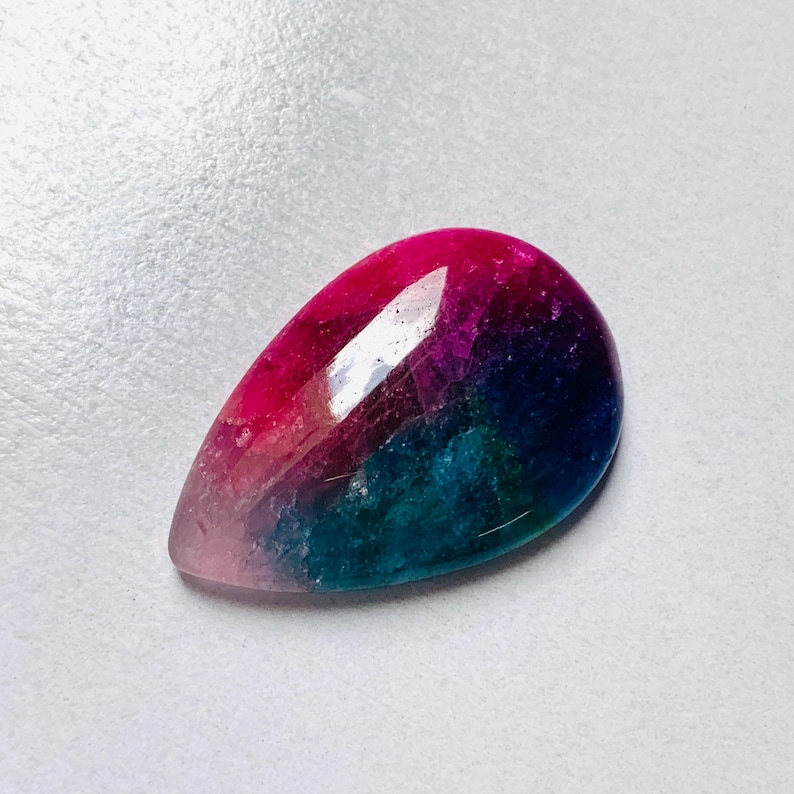 Natural Rainbow Solar Quartz Pear Shape Cabochon Gemstone (36x24x6mm ...