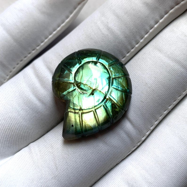 Natural Labradorite Spiral Shell Gemstone for Jewelry Making (27x23x9mm ...