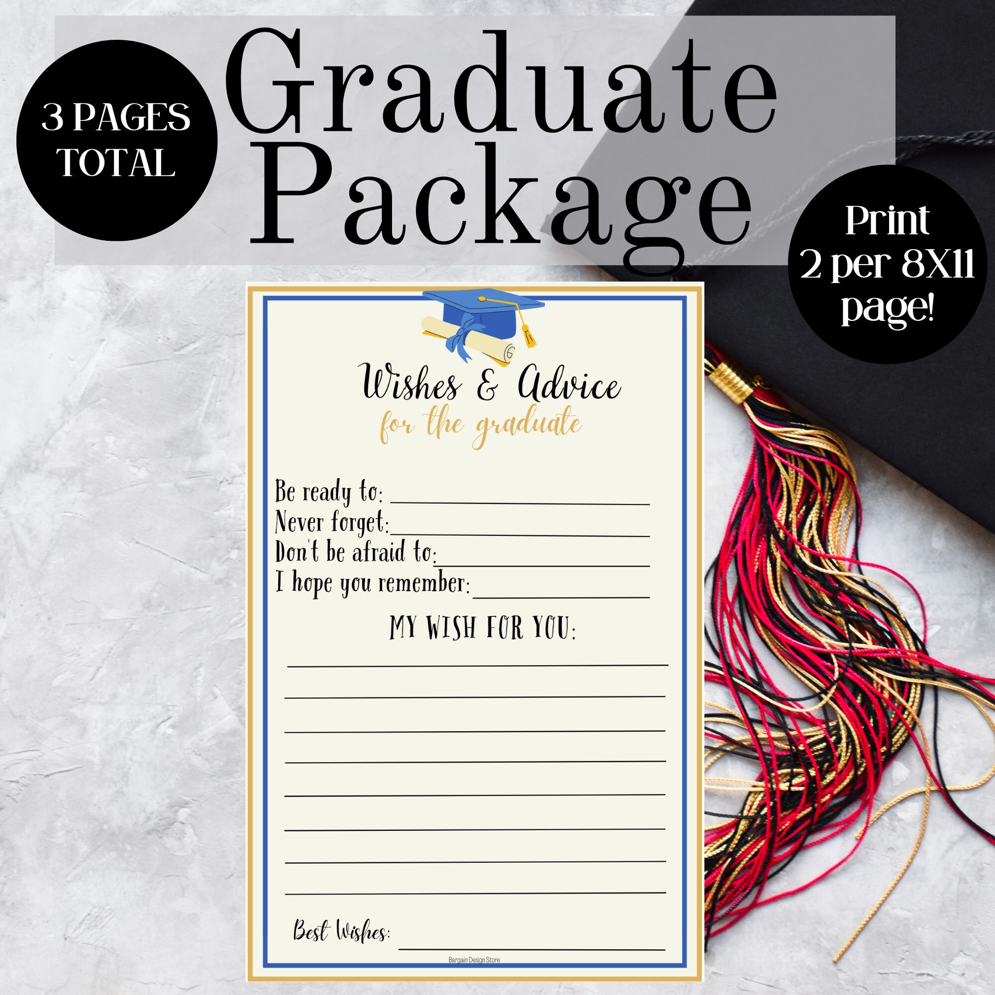 3 Page Graduation Pack Wishes Advice for the Grad, Who Knows the Grad ...
