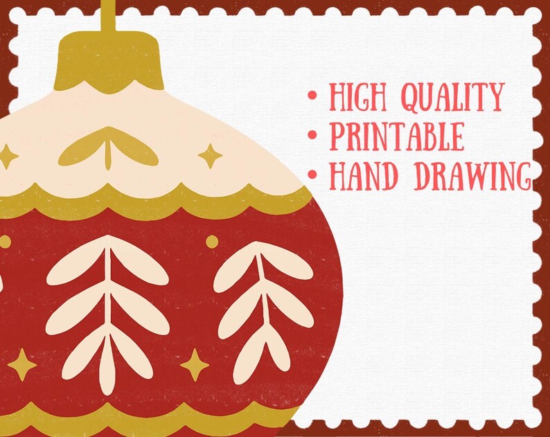Hand-drawn Christmas Ornaments Clipart | Retro Holiday PNG Set - Etsy ...