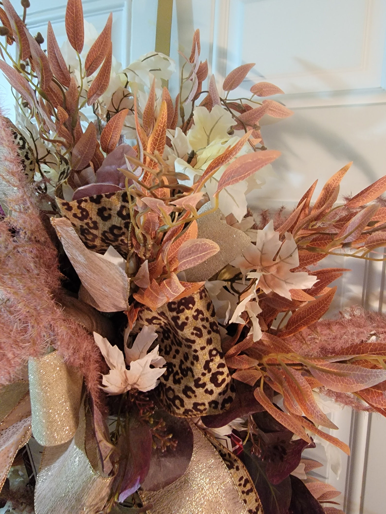 Pink Fall Swag, Pink Fall Wreath, Pink Pumpkin Wreath, Leopard Print ...