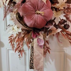 Pink Fall Swag, Pink Fall Wreath, Pink Pumpkin Wreath, Leopard Print ...