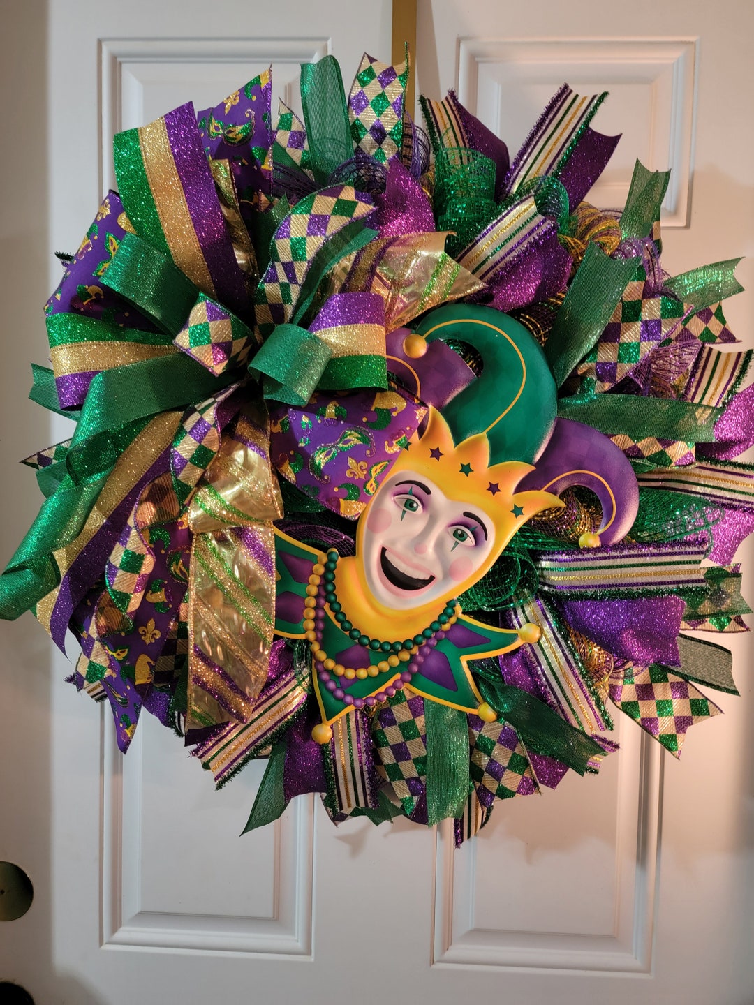 Mardi Gras Wreath, Jester Wreath, Happy Mardi Gras, Mardi Gras, Deco ...