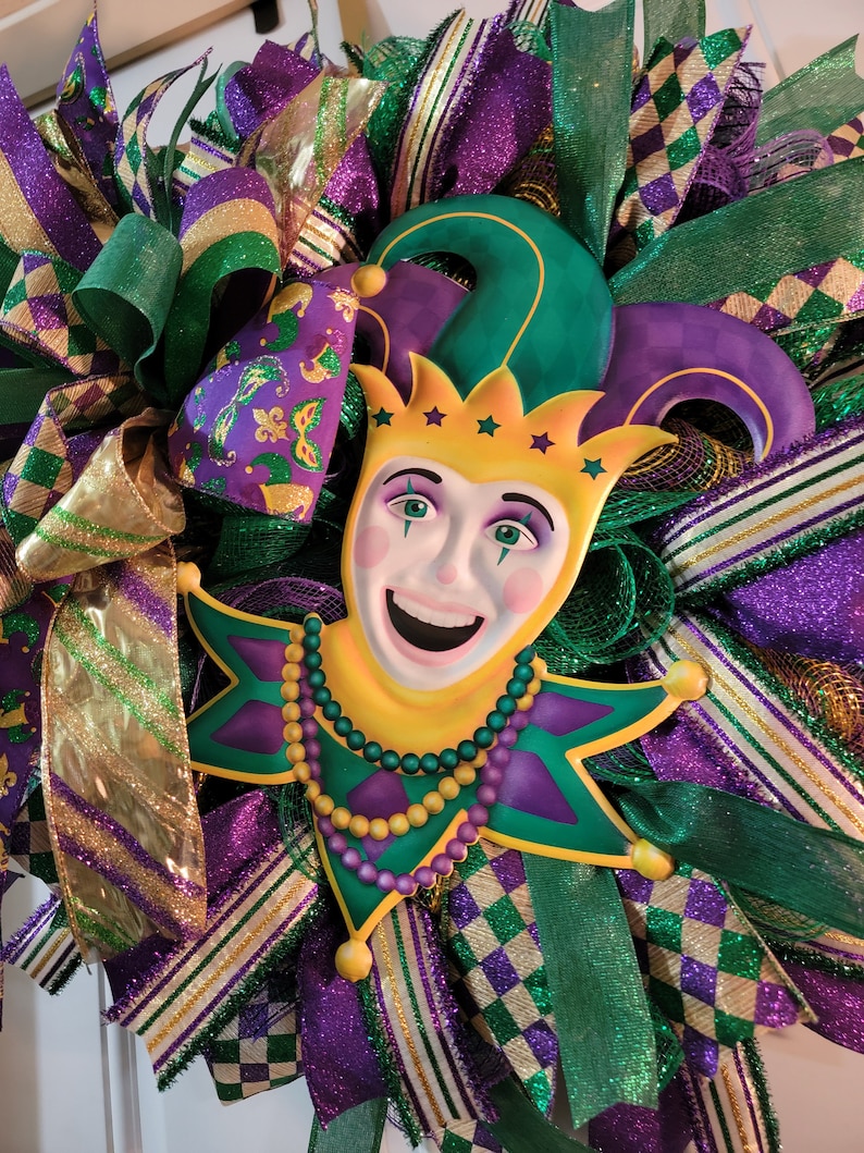 Mardi Gras Wreath, Jester Wreath, Happy Mardi Gras, Mardi Gras, Deco ...
