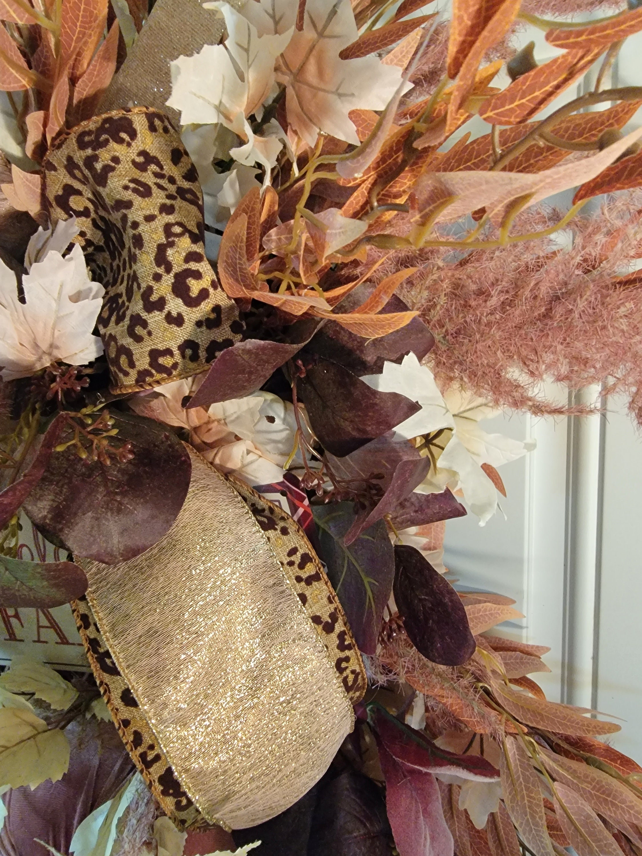 Pink Fall Swag, Pink Fall Wreath, Pink Pumpkin Wreath, Leopard Print ...