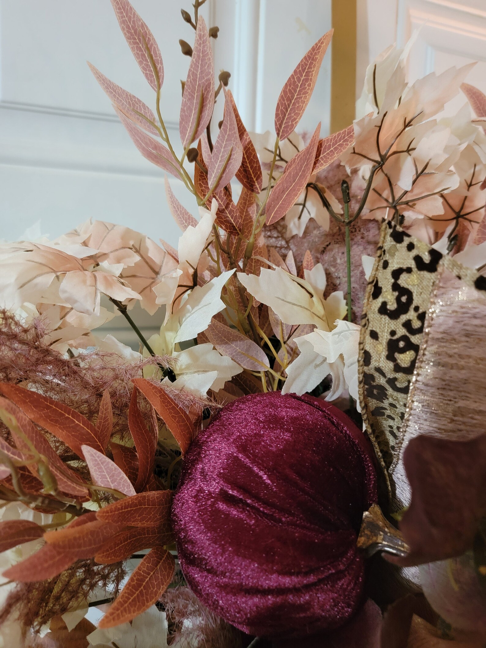 Pink Fall Swag, Pink Fall Wreath, Pink Pumpkin Wreath, Leopard Print ...