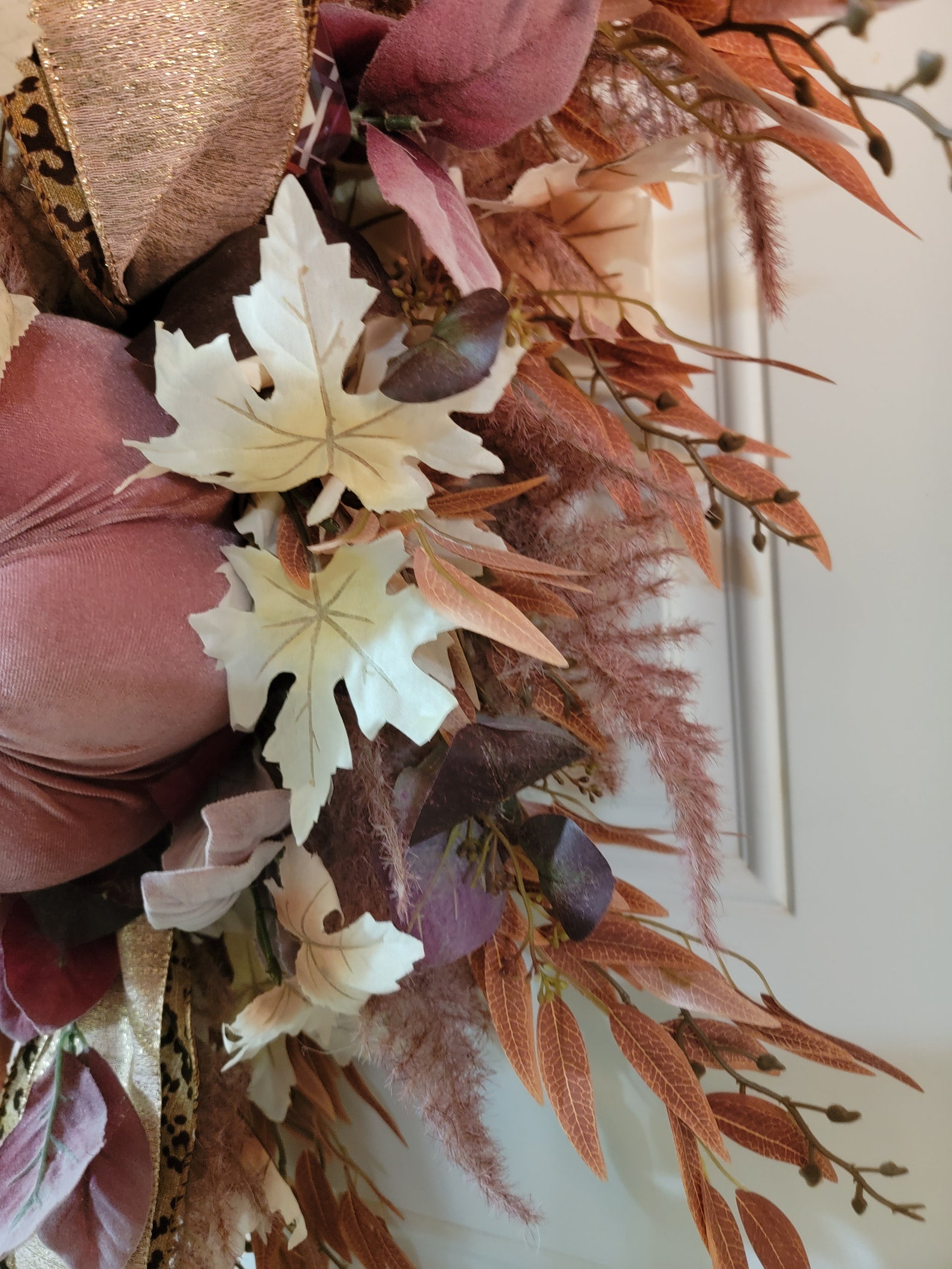Pink Fall Swag, Pink Fall Wreath, Pink Pumpkin Wreath, Leopard Print ...