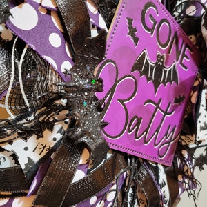 Bat Wreath, Gone Batty Wreath, Purple and Black Halloween, Halloween ...