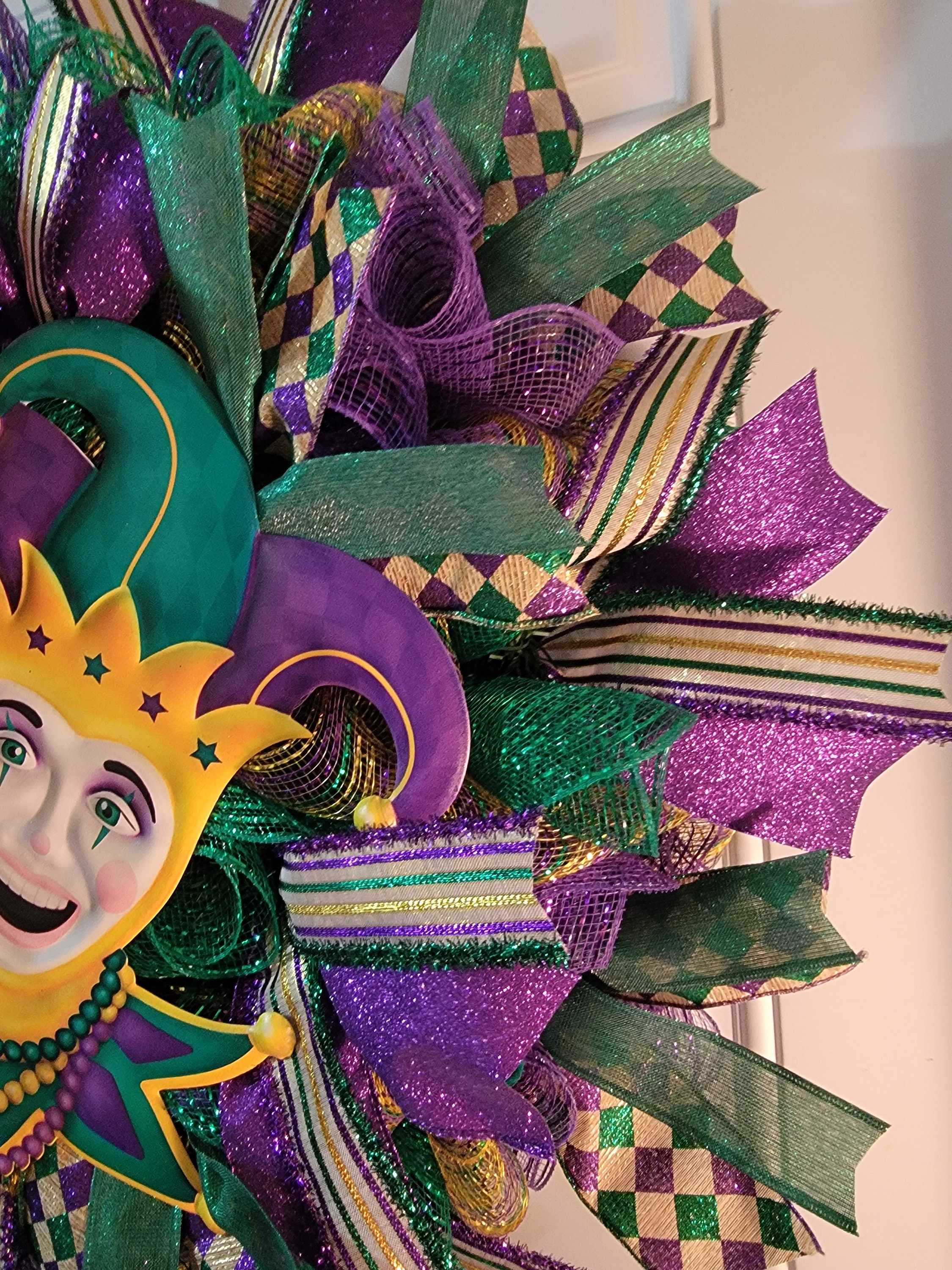 Mardi Gras Wreath, Jester Wreath, Happy Mardi Gras, Mardi Gras, Deco ...