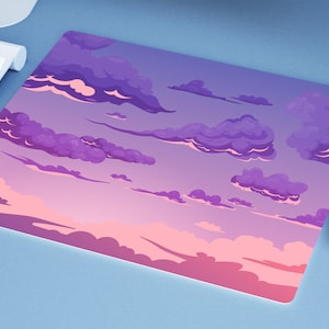 Cute Sunset Sky Mousepad, Kawaii Pastel Clouds Mouse Pad, Deskpad ...