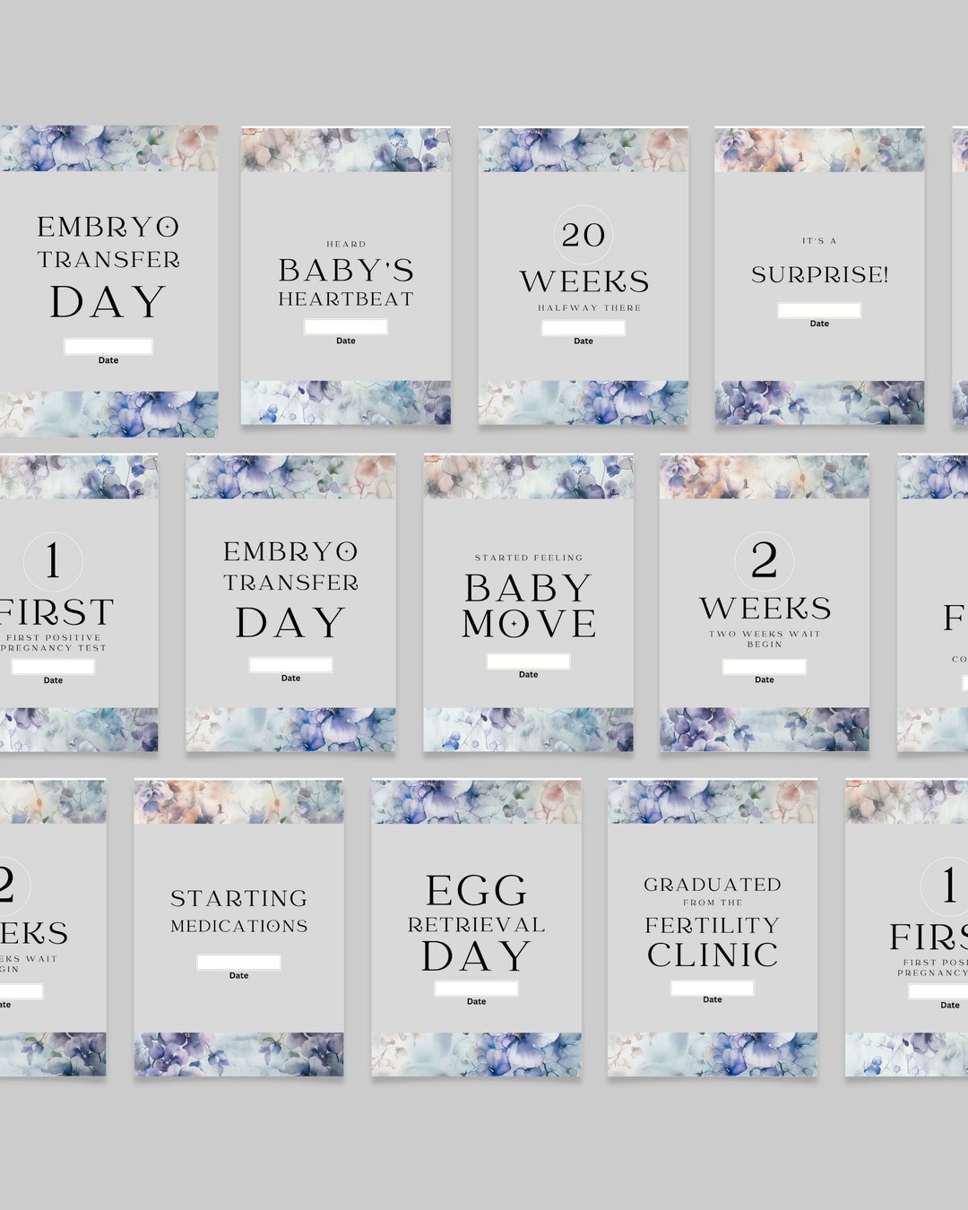 IVF Journey Milestone Cards, Fertility Progress Cards, Infertility ...