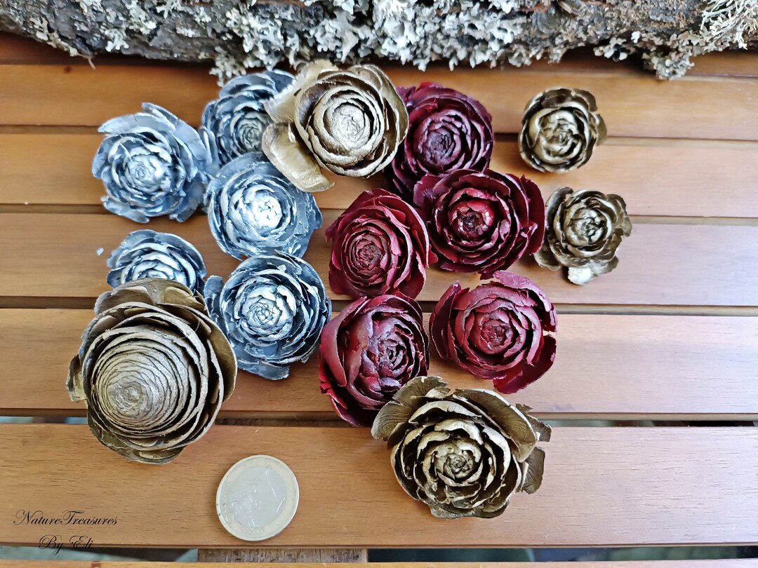 15 Small Cedar Rose Flowers, Deodar Cedar Cones, Wreaths Crafts ...