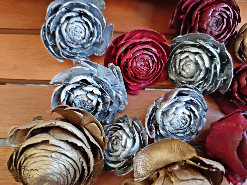15 Small Cedar Rose Flowers Deodar Cedar Cones Wreaths - Etsy