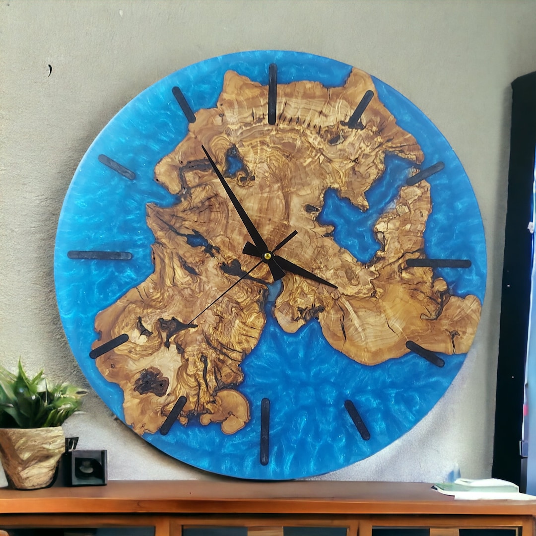 Island and Ocean Themed Wall Clock, Ocean Wall Decor, Blue Resin Olive ...