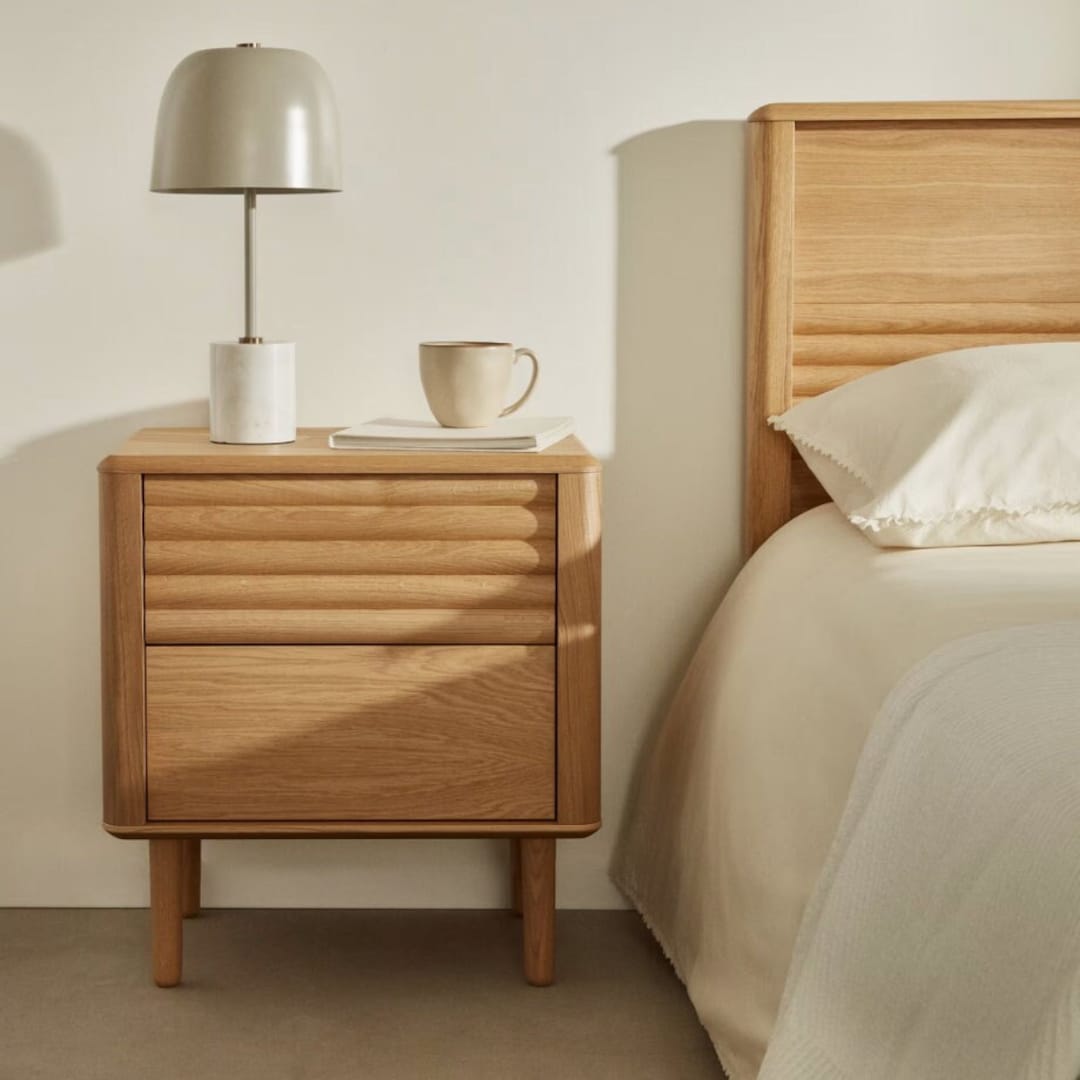 Solid Oak Wood Night Stand, Bedside Table, Scandinavian Minimalist ...