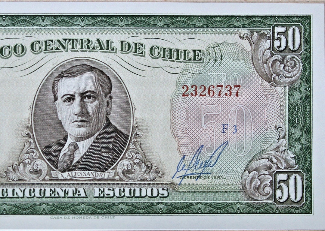 Chile 50 Escudo Currency Banknote 1962-1975 UNC. Paper Money - Etsy