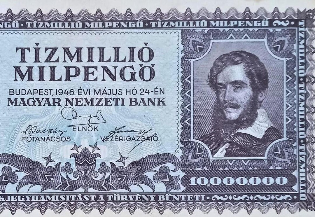 Hungary 10 Million Pengö Currency Banknote 1946 F-VF. Old Paper Money ...