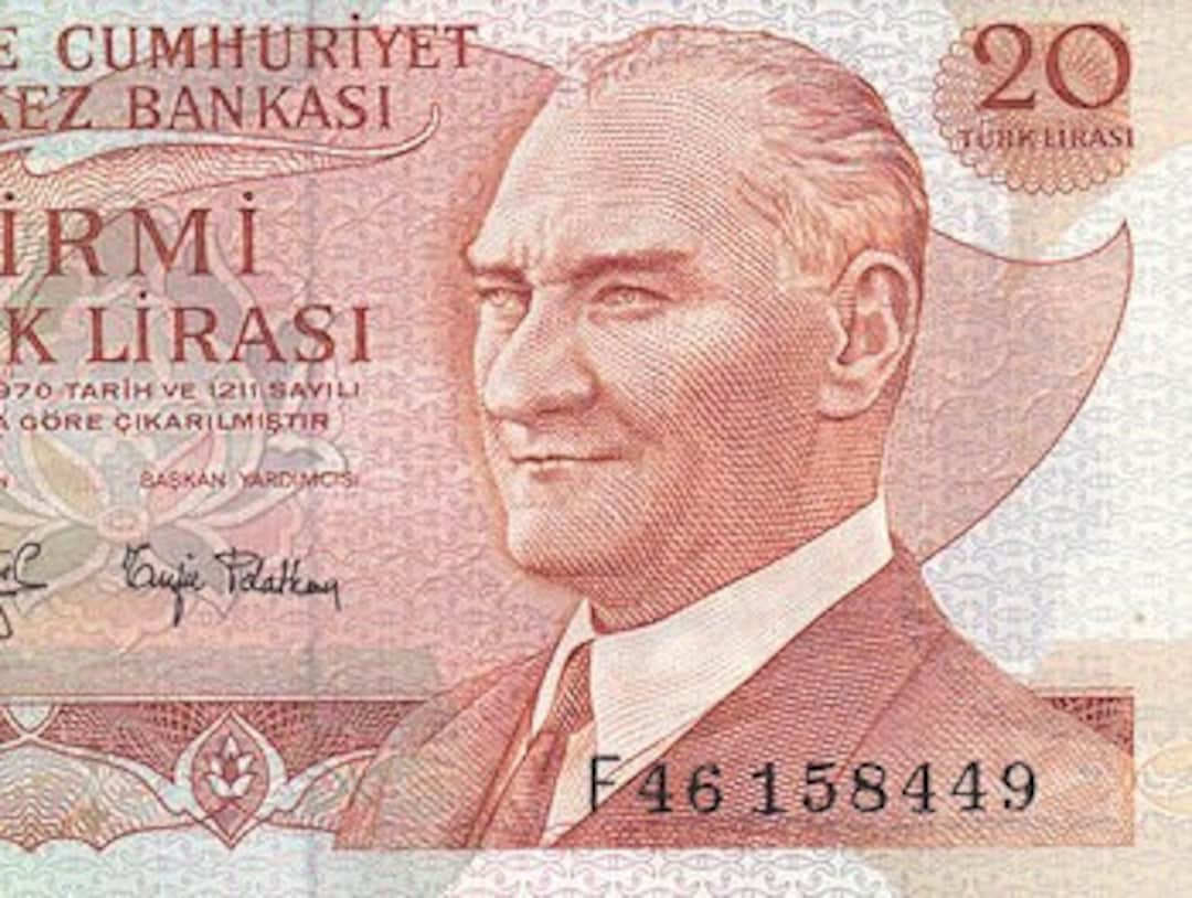 Türkiye 20 Lira Currency Banknote 1966-1974 UNC. Old Paper Money ...