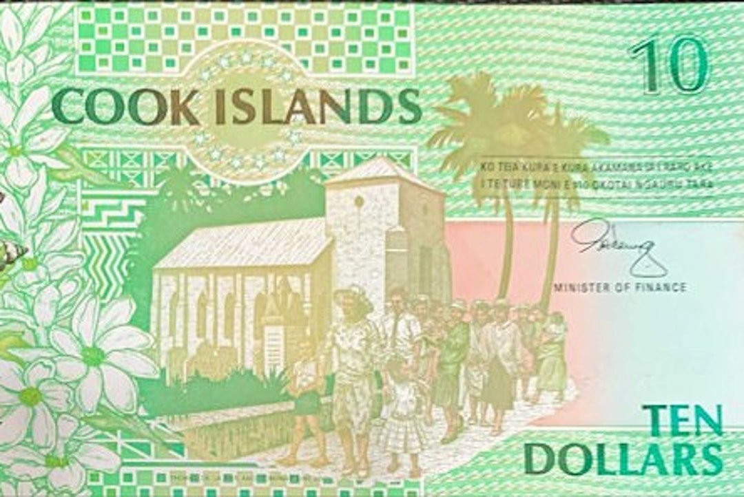 Cook Island 10 Dolars Currency Banknote 1992 UNC,- Old Paper Money ...