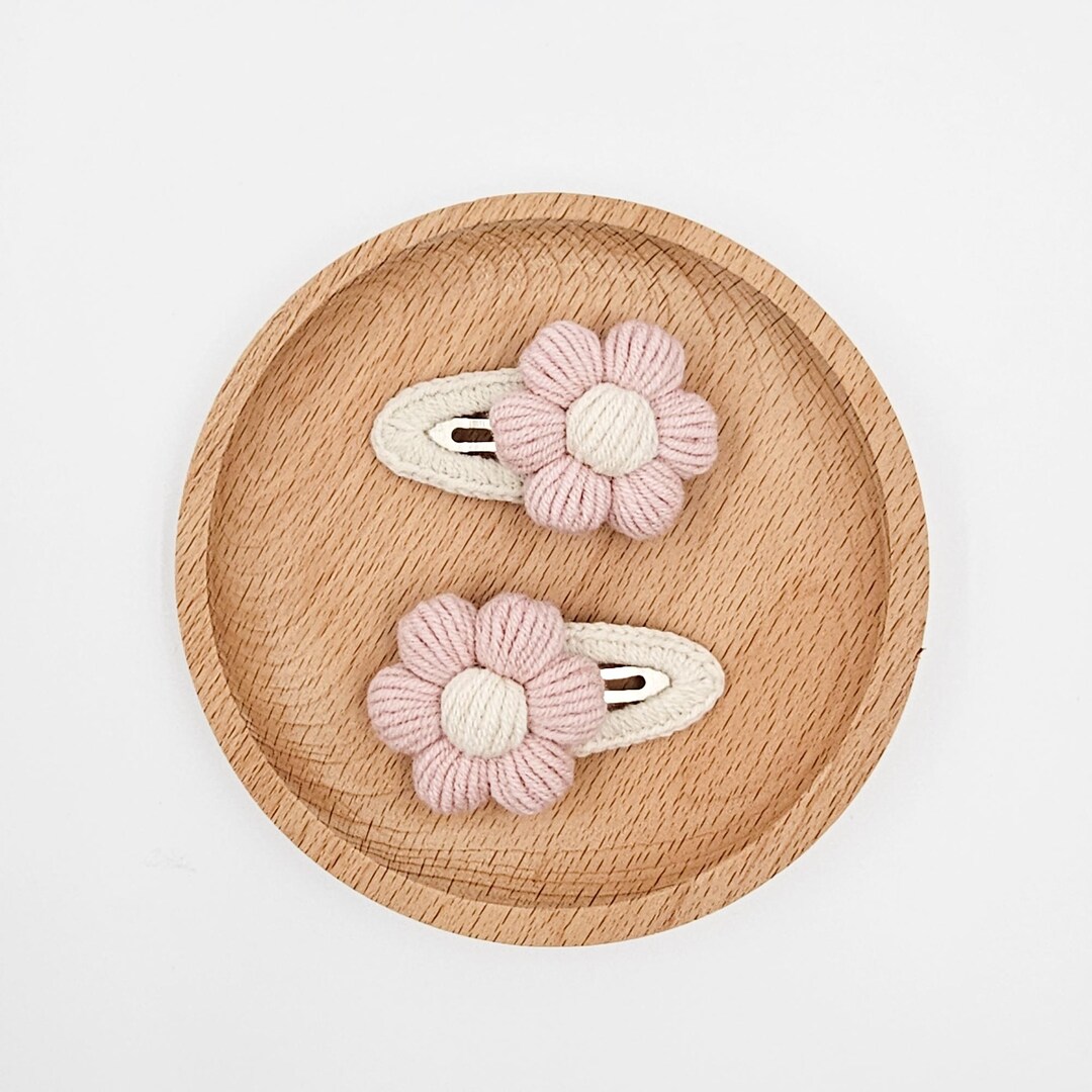 Crochet Puff Daisy Snap Hair Clip | Hair Accessories - Etsy