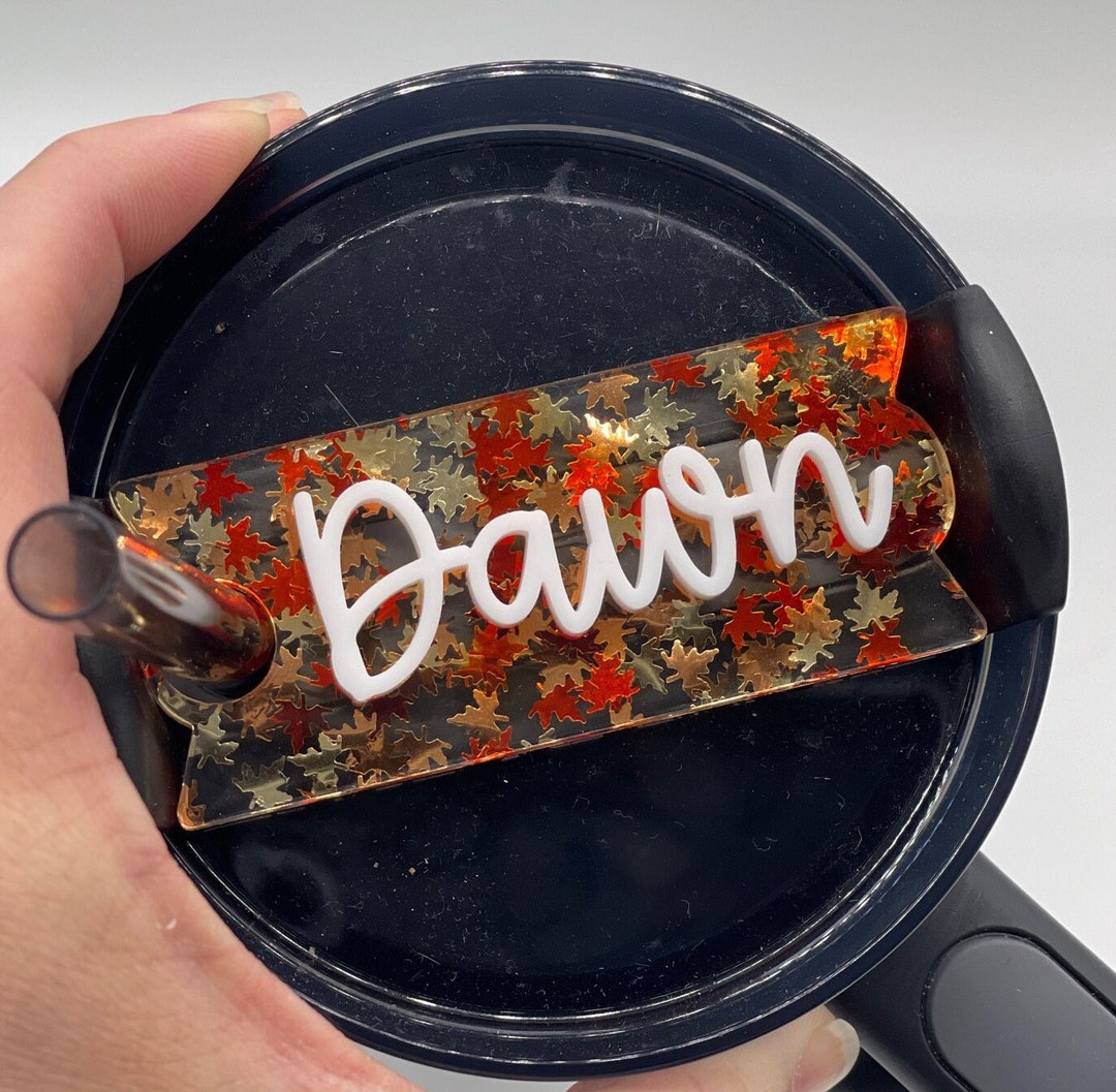 Personalized 30 and 40 Oz Tumbler Name Tags | Fall Leaf Glitter Acrylic ...
