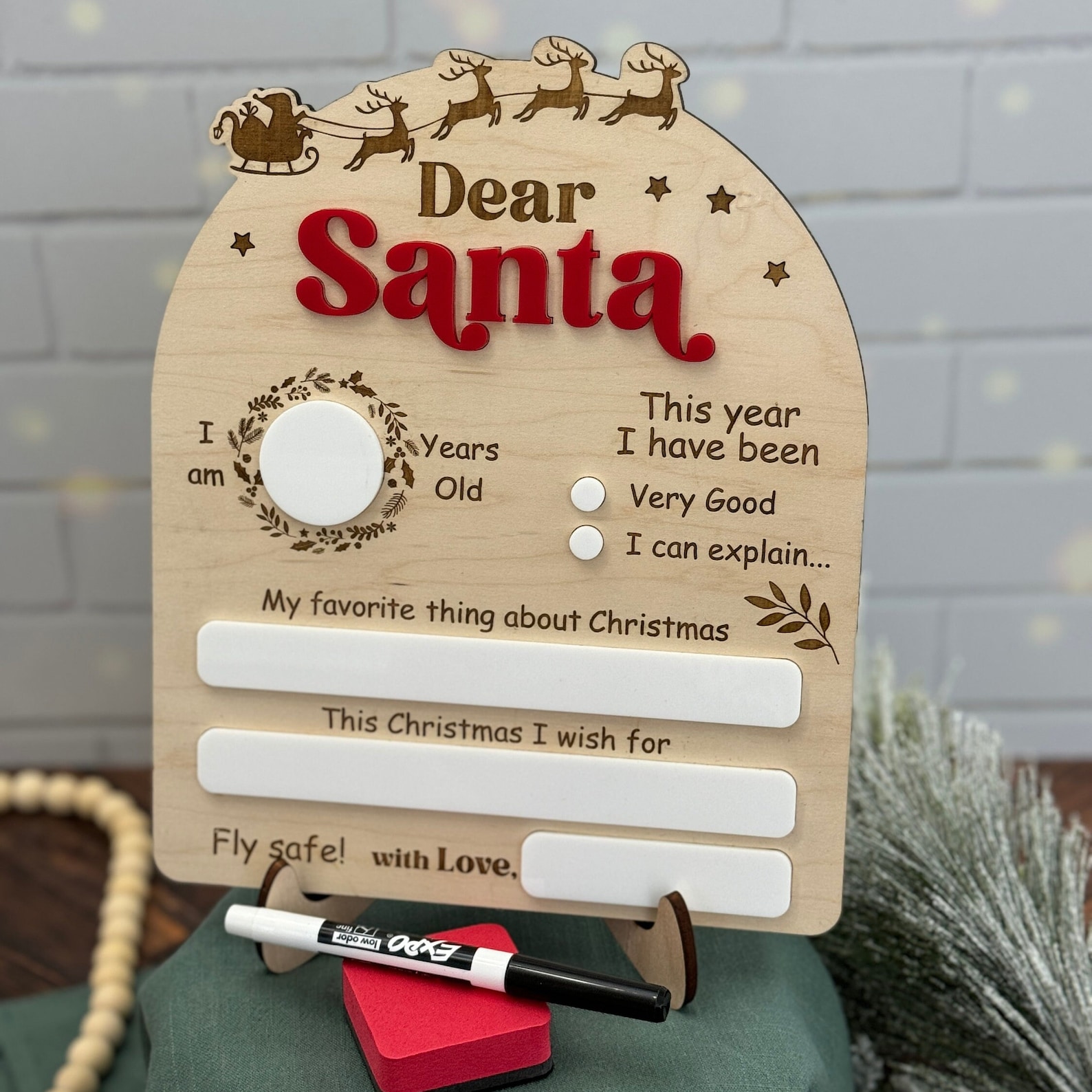 Santa Message Board | Reusable Santa Message Board | Chrismas Santa Dry ...