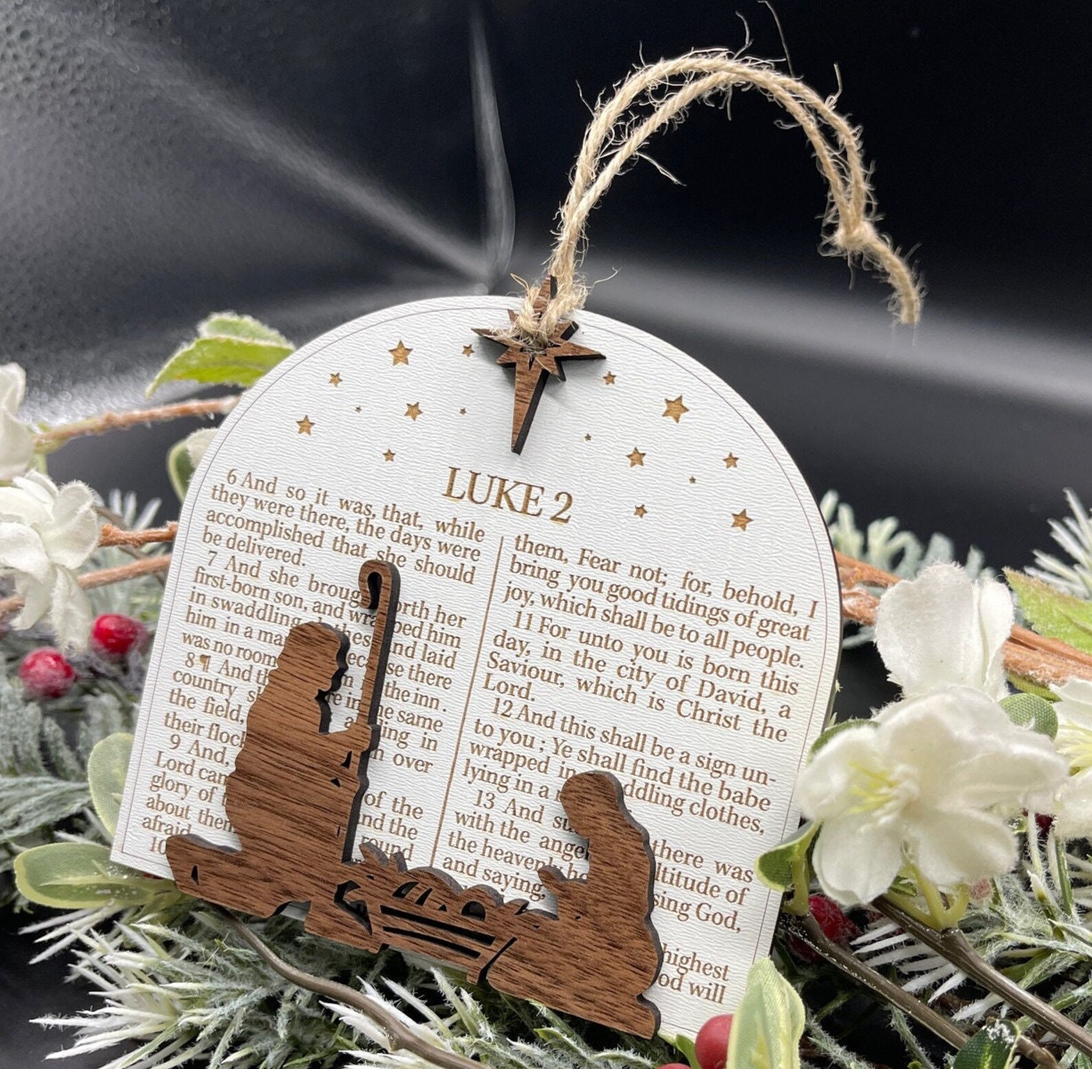 Luke 2 Bible Verse Wooden Ornament | Christmas Ornament | Handmade ...