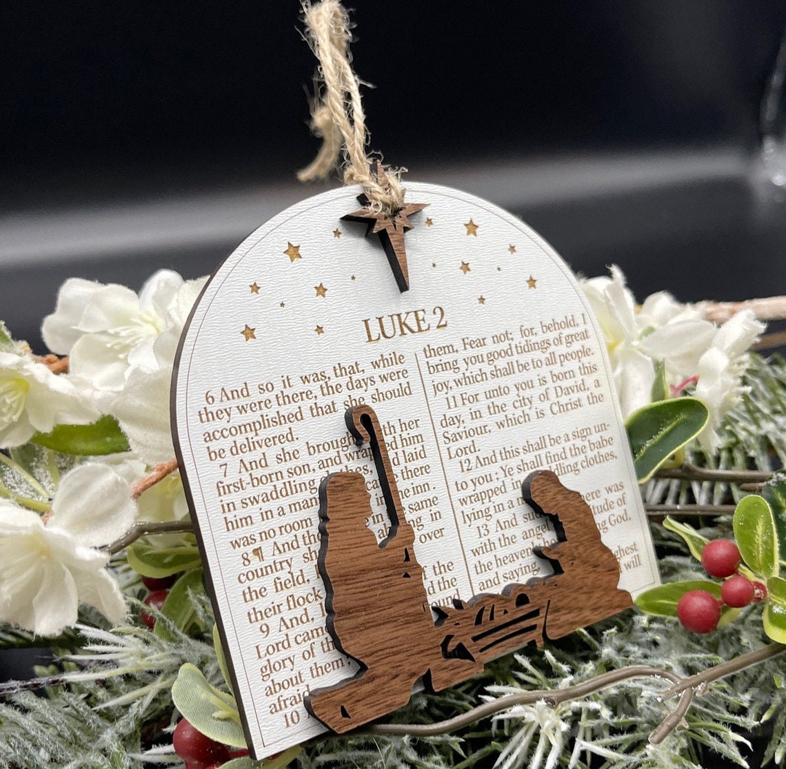 Luke 2 Bible Verse Wooden Ornament | Christmas Ornament | Handmade ...