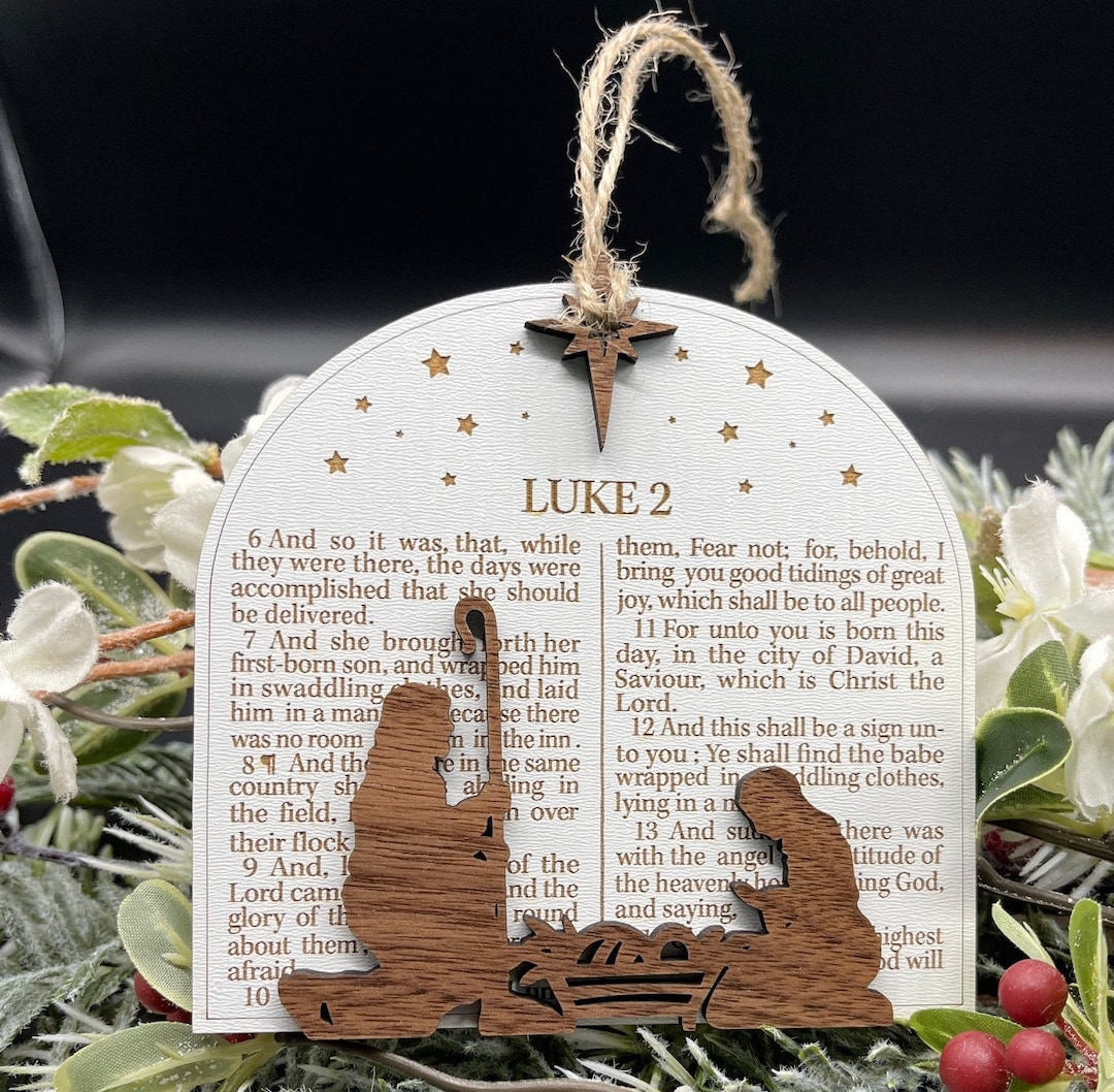 Luke 2 Bible Verse Wooden Ornament | Christmas Ornament | Handmade ...