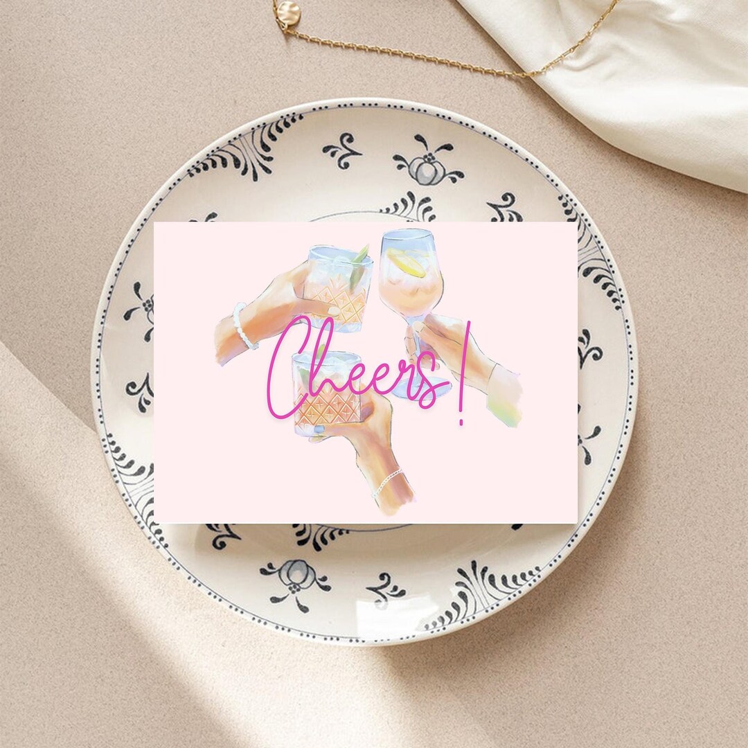 Printable Cheers Greeting Card 5x7 Pink Congratulations Card for Friend ...