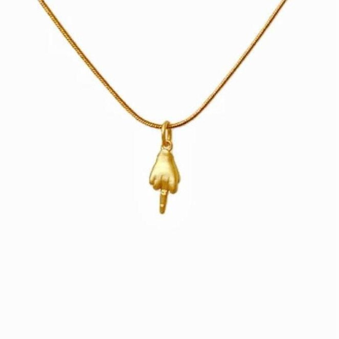 Golden Nope Middle Finger Hand Gesture Necklace and Earrings Set/ Fuck ...