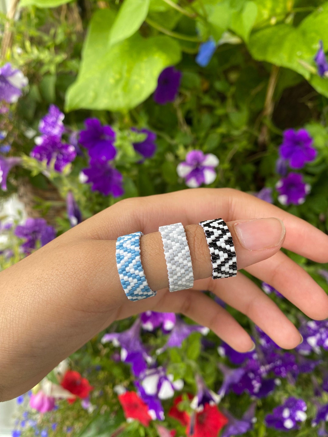 High-end Beaded Miyuki Delica Signature Ring Gift for Her Gift for Him ...