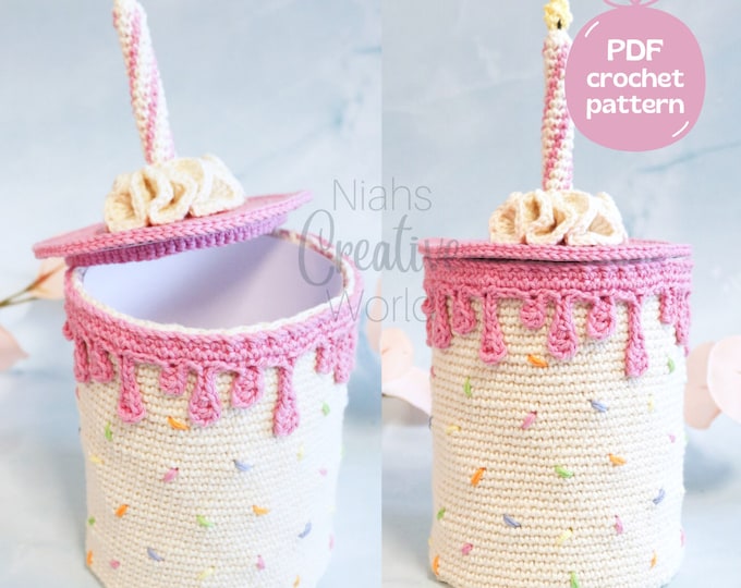 Pudding Cake Box Crochet Pattern Cheese Choco Cream Cake With Cherry ...
