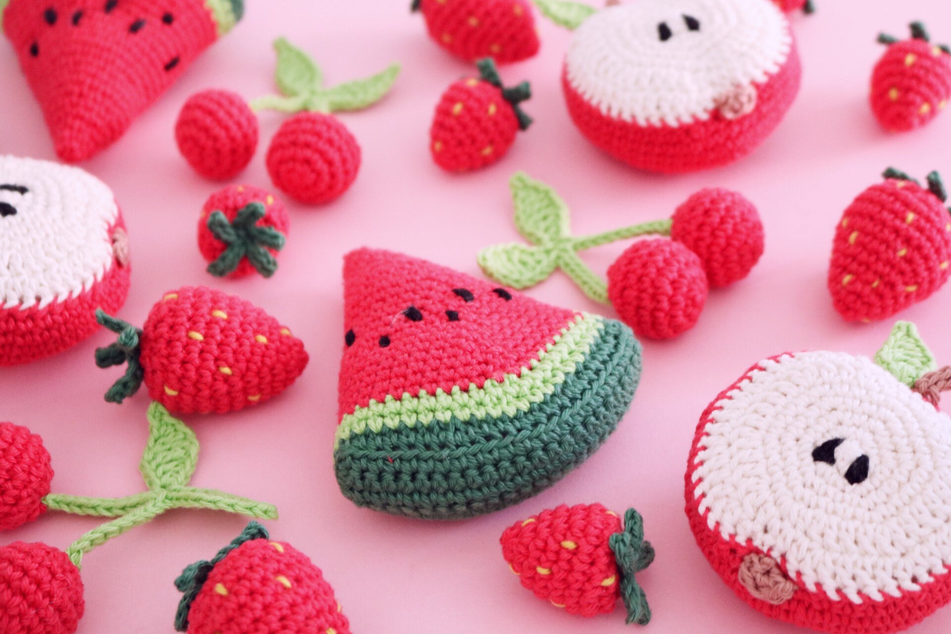 Red Fruits and Berries, Crochet Pattern Bundle, Watermelon, Apple ...