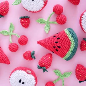 Red Fruits and Berries, Crochet Pattern Bundle, Watermelon, Apple ...