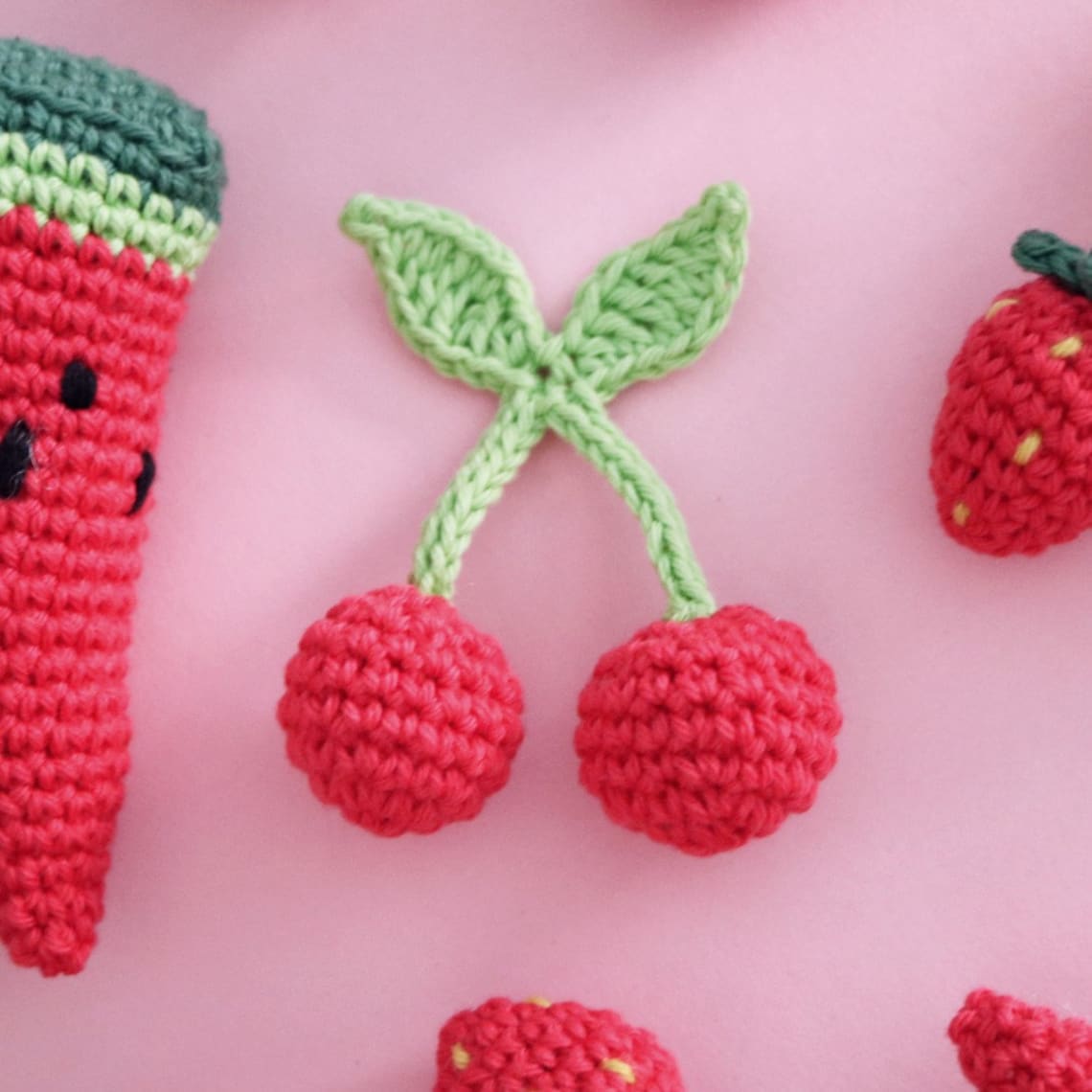 Red Fruits and Berries, Crochet Pattern Bundle, Watermelon, Apple ...
