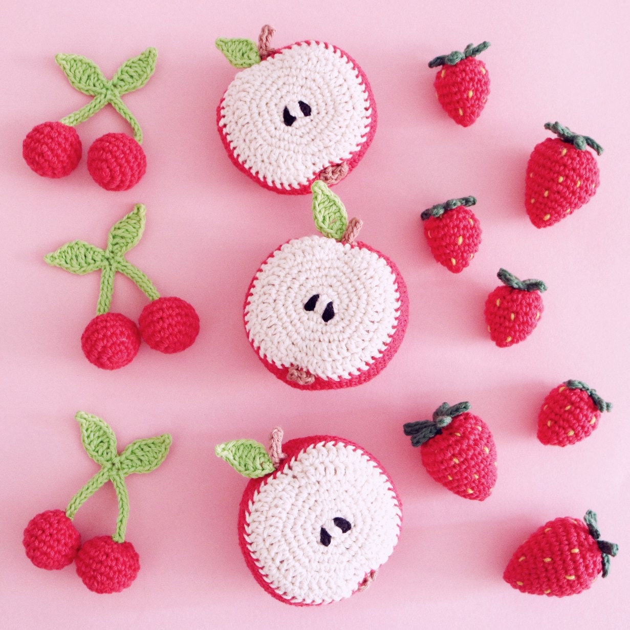 Red Fruits and Berries Crochet Pattern Watermelon Apple - Etsy