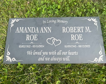 Memorial Stone Gray Slate for Mom Dad, Personalized in Loving Memory ...