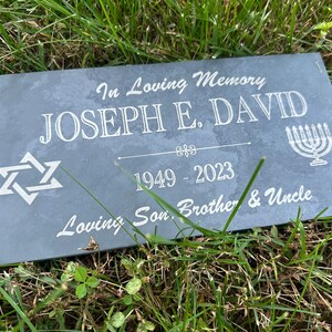Custom Jewish Memorial Stone Gray Slate, Jewish Jew Personalized ...