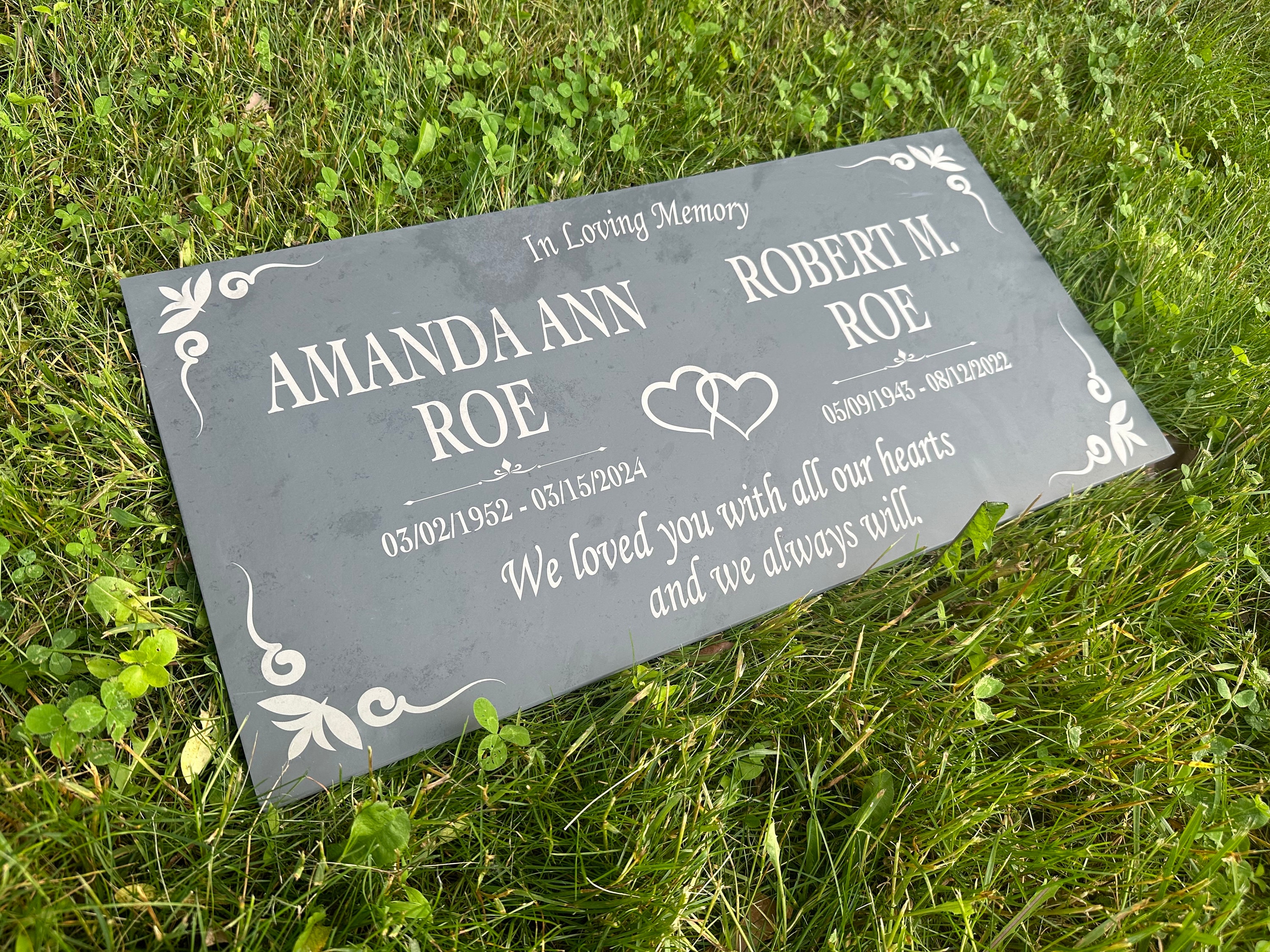 Memorial Stone Gray Slate for Mom Dad, Personalized in Loving Memory ...