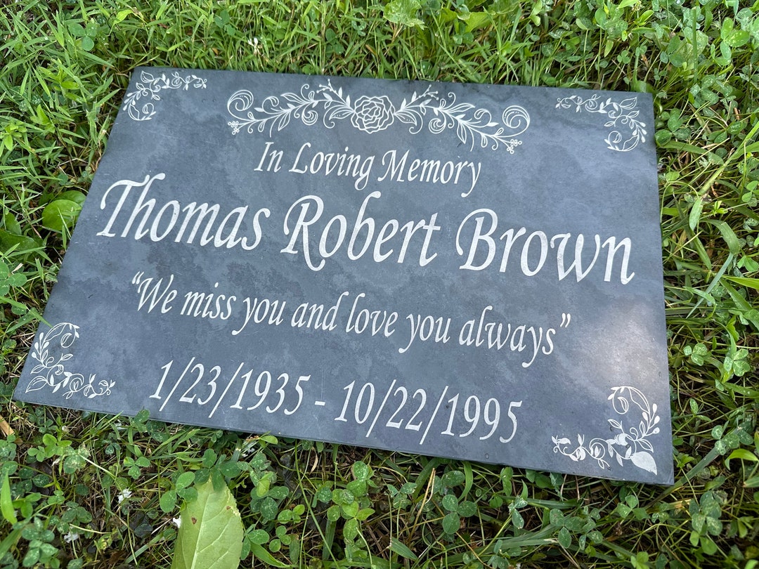 Memorial Stone Gray Slate for Mom Dad, Personalized in Loving Memory ...