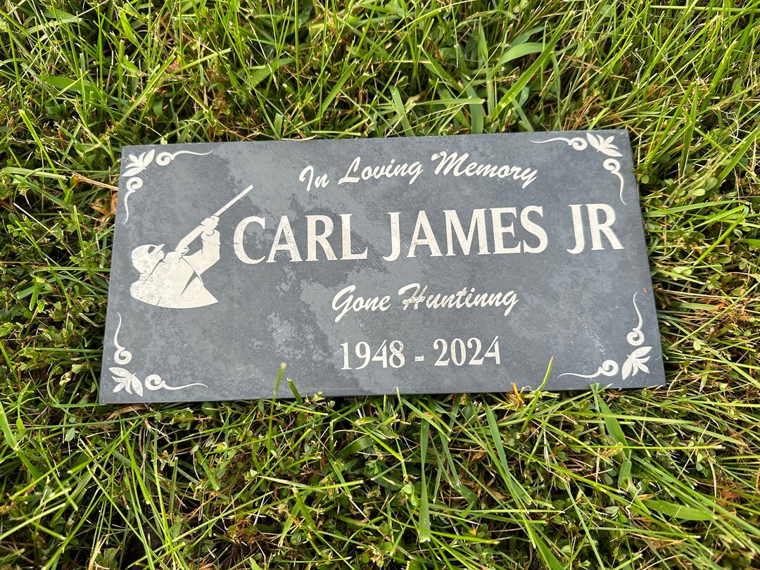 Memorial Stone Gray Slate for Hunter Dad, Personalized in Loving Memory ...