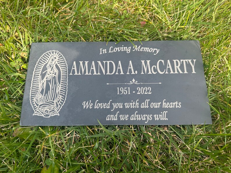 Memorial Stone Gray Slate for Mom Dad, Personalized in Loving Memory ...
