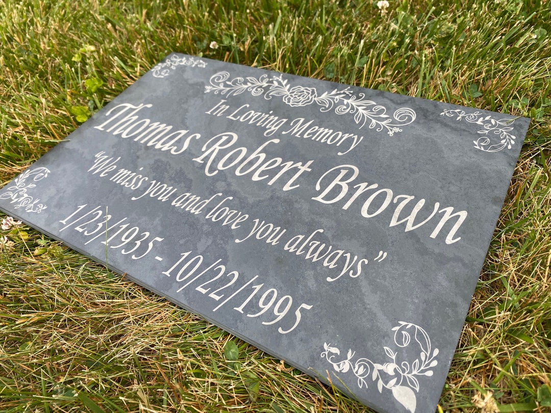 Memorial Stone Gray Slate for Mom Dad, Personalized in Loving Memory ...