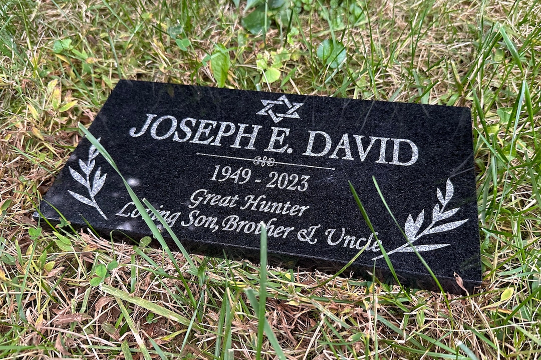 Custom Jewish Memorial Stone Black Granite, Jewish Jew Personalized Memorial Stone Marker ...