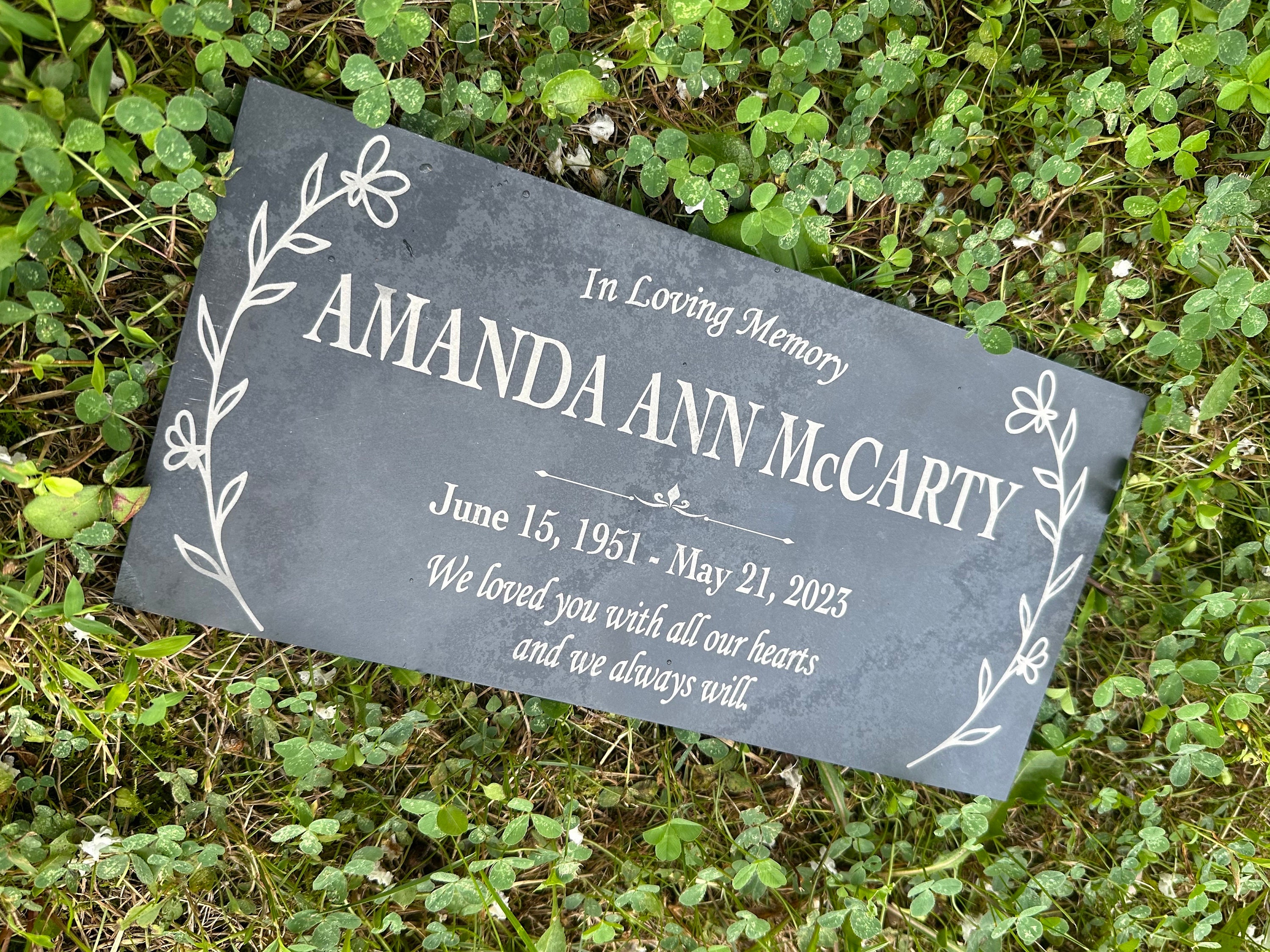 Custom Memorial Stone Gray Slate, Personalized in Loving Memory ...
