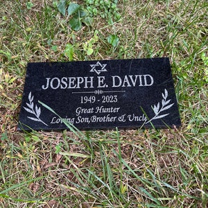 Custom Jewish Memorial Stone Black Granite, Jewish Jew Personalized ...