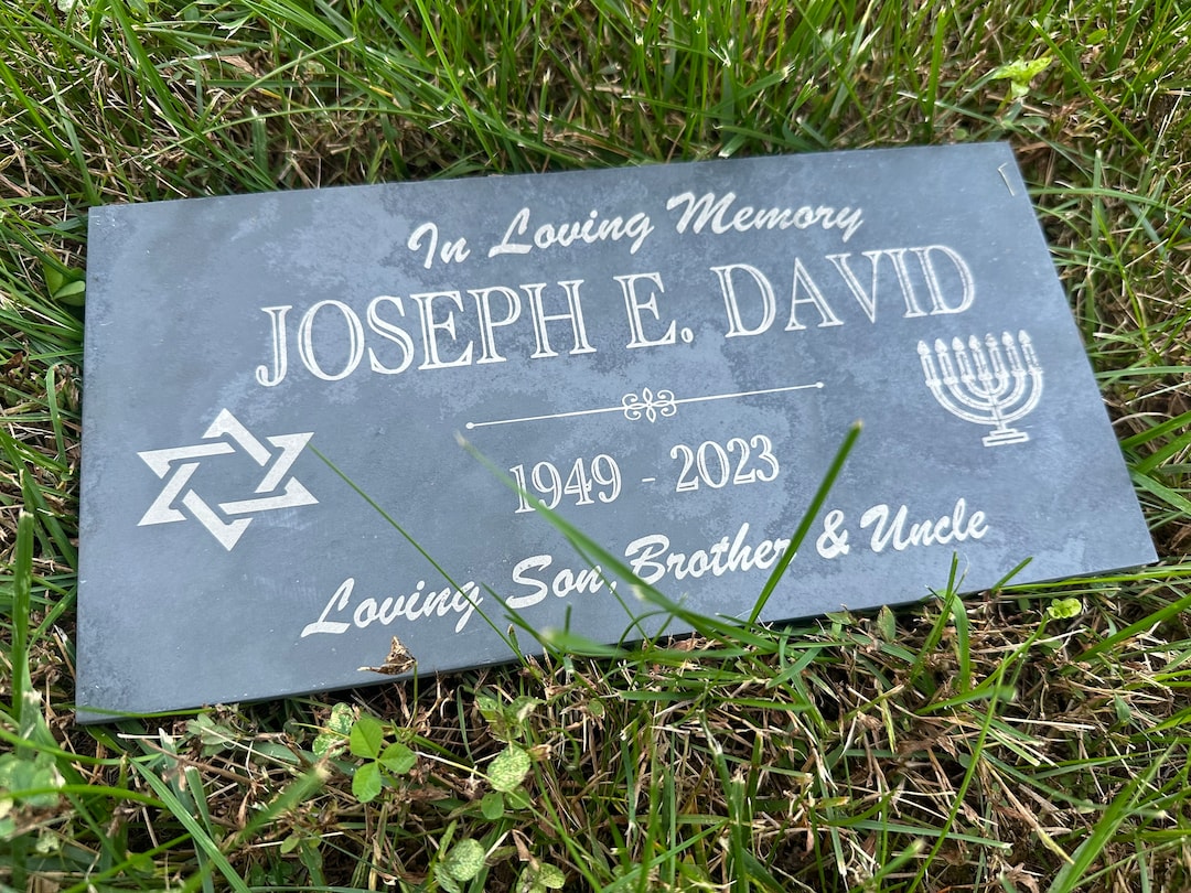 Custom Jewish Memorial Stone Gray Slate, Jewish Jew Personalized ...